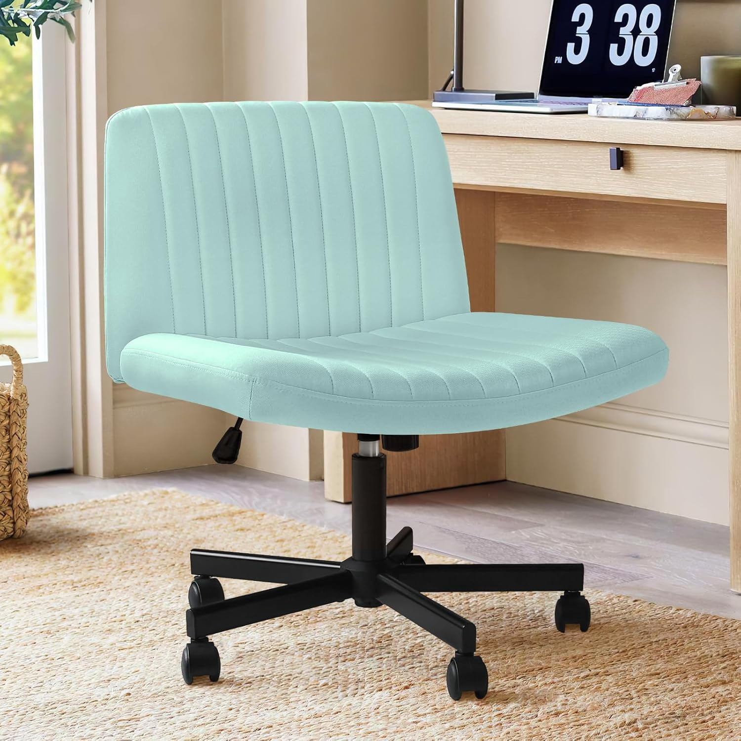 Criss Cross Chair with Wheels, Wide Seat Cross Legged Office Chair ...