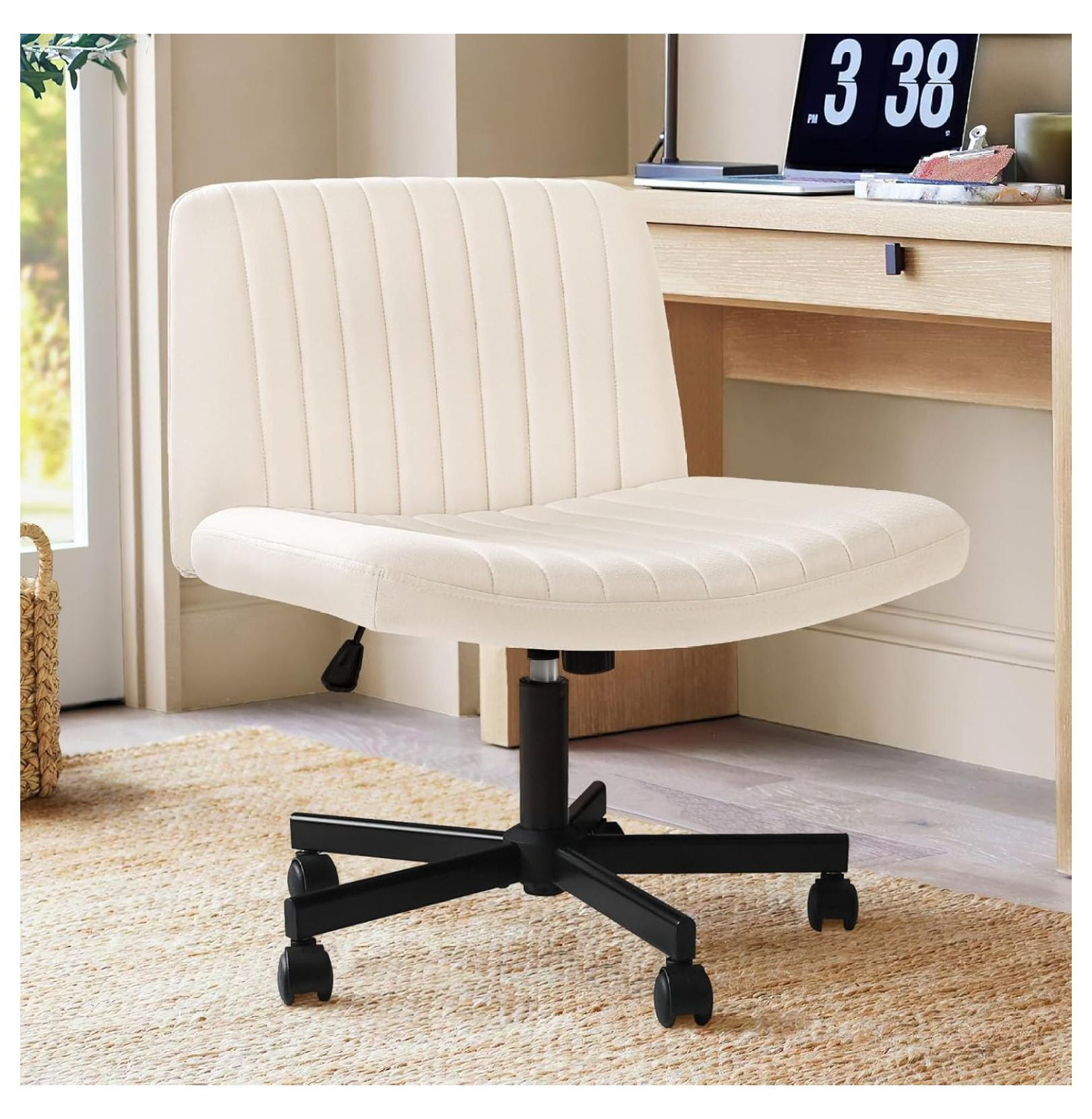 Criss Cross Chair with Wheels, Wide Seat Cross Legged Office Chair ...