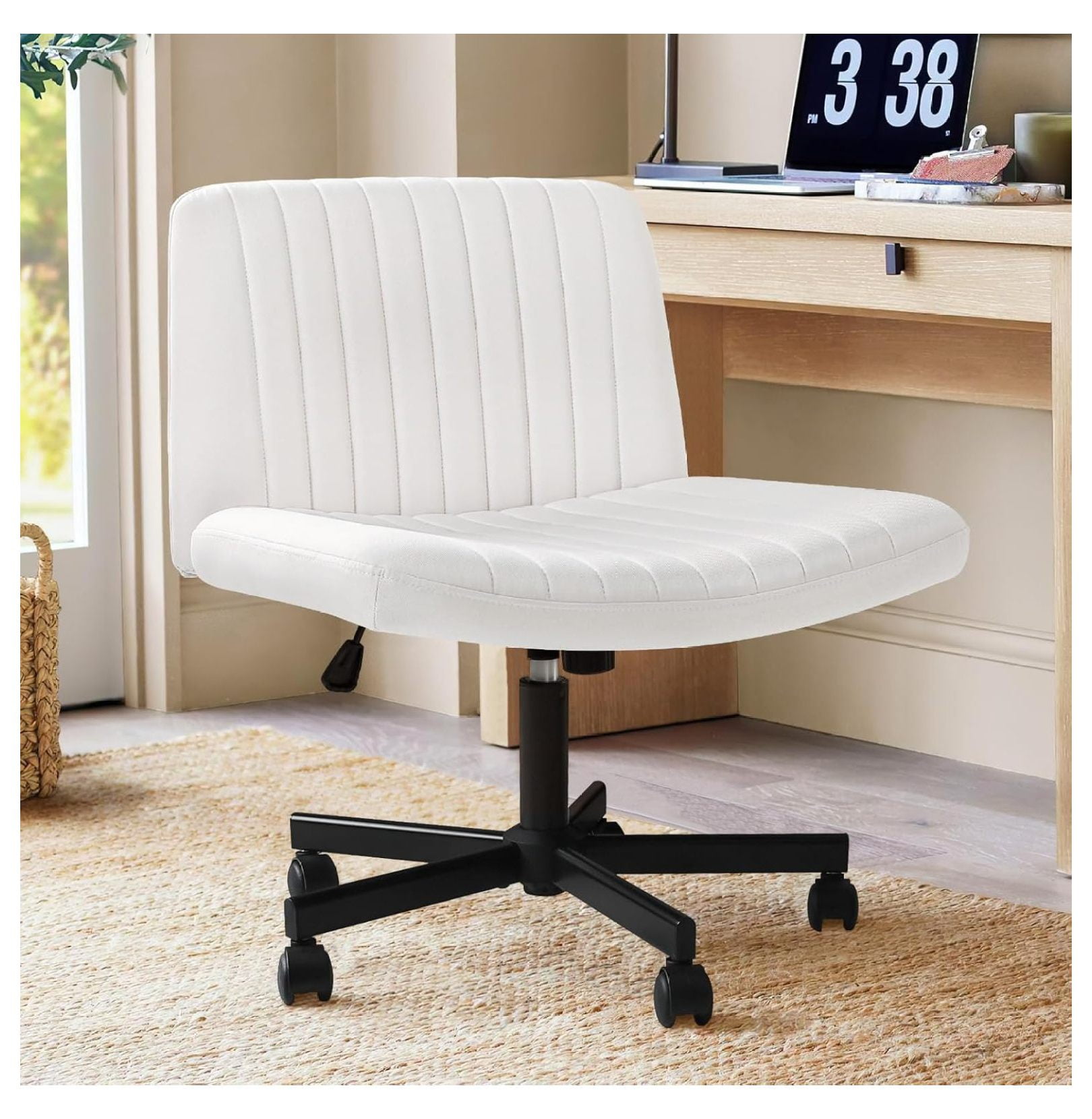 Criss Cross Chair with Wheels, Wide Seat Cross Legged Office Chair ...