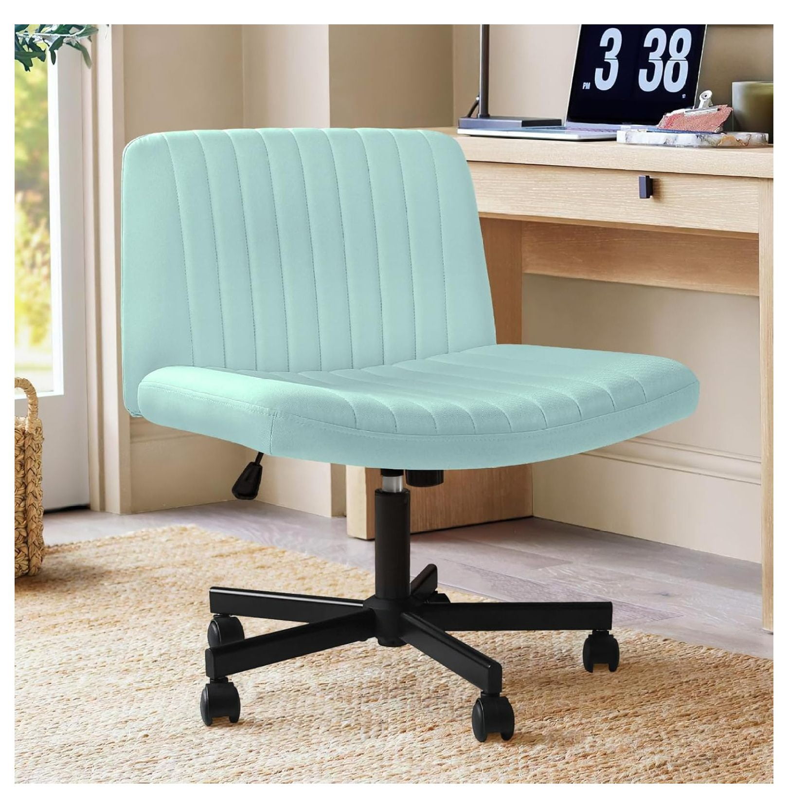 Criss Cross Chair with Wheels, Wide Seat Cross Legged Office Chair ...