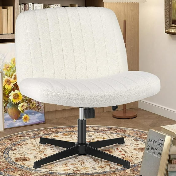 Criss Cross Chair with Wheels Wide Cross Legged Office Desk Vanity ...