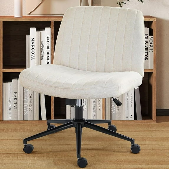 Criss Cross Chair with Wheels Wide Cross Legged Office Desk Vanity ...
