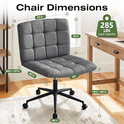 Criss Cross Chair with Wheels, Wide Seat Desk Office Chair with Height ...