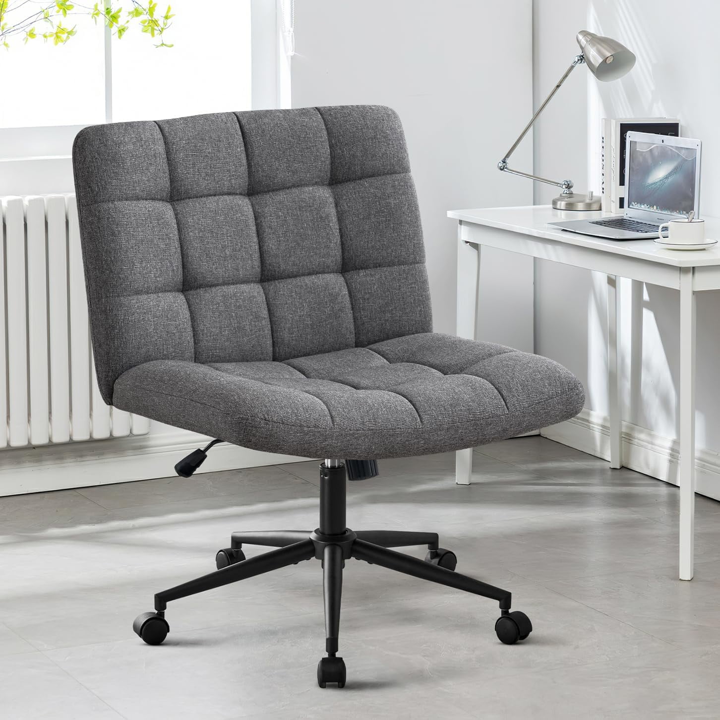 Criss Cross Chair with Wheels, Wide Seat Desk Office Chair with Height ...