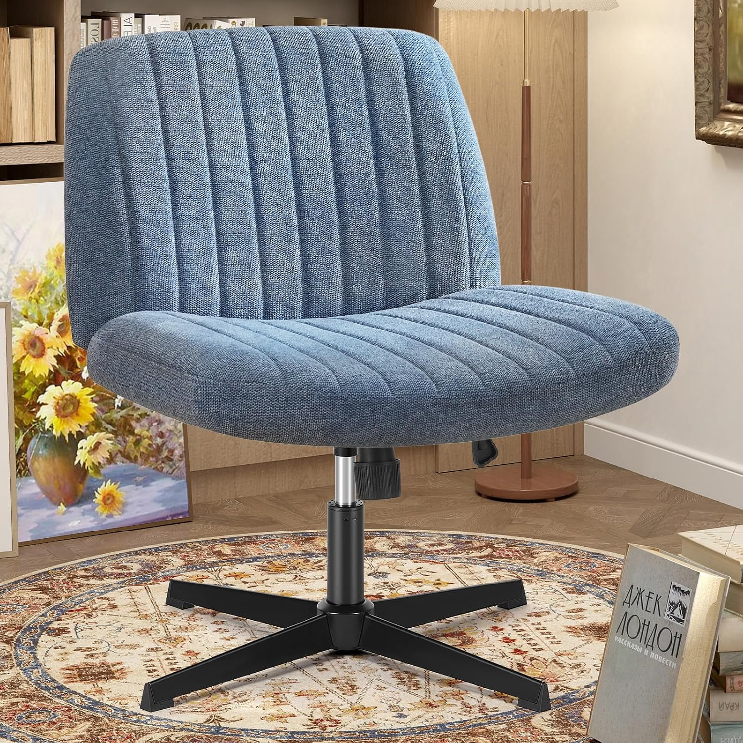 Criss Cross Chairs Legged Armless No Wheels Wide Seat Height Adjustable ...