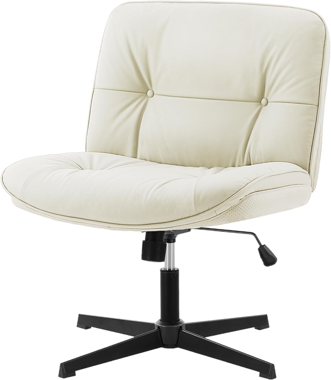 Criss Cross Desk Chair No Wheels, Armless PU Leather Cross Legged ...