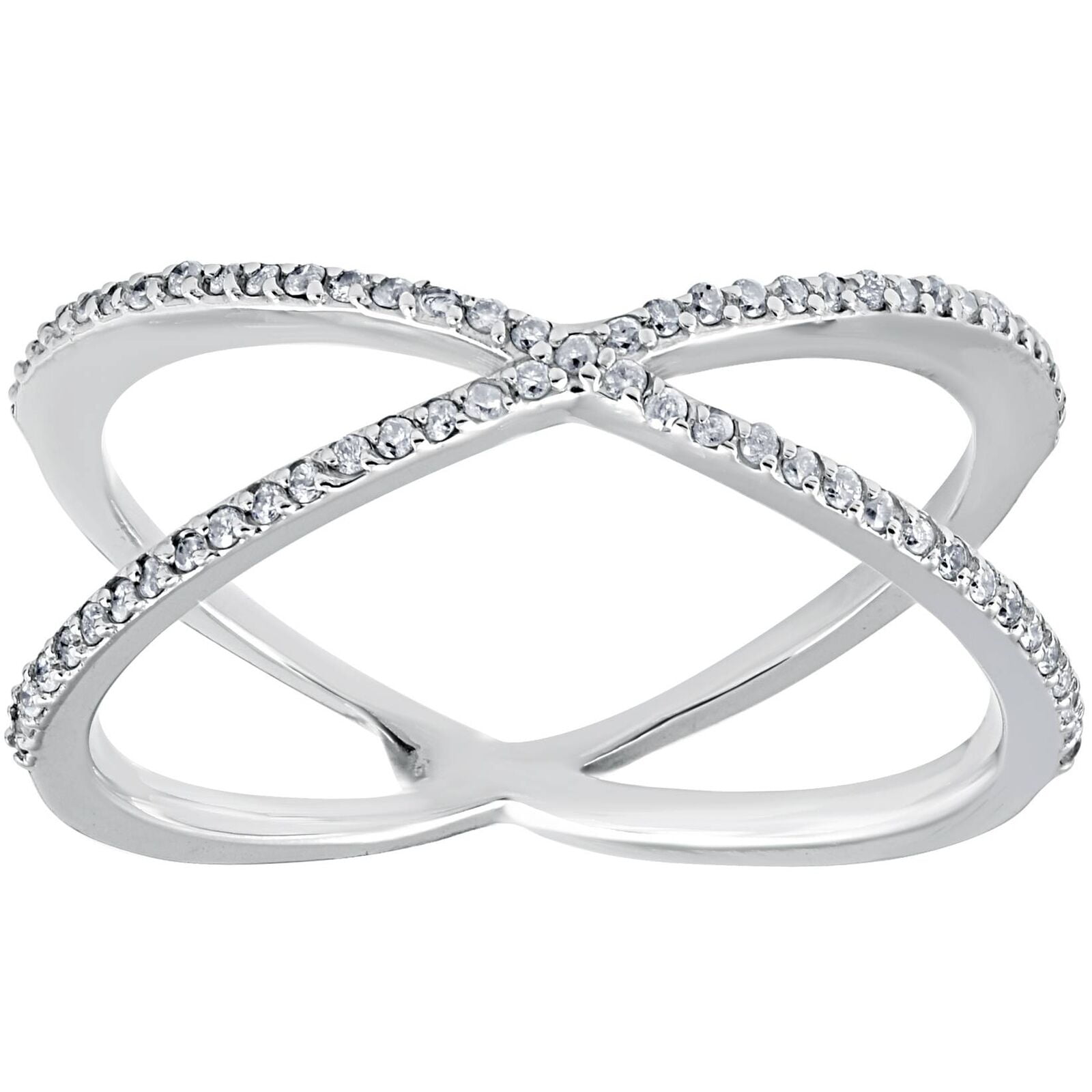 Criss-Cross Diamond Engagement Ring Crossover Fashion Ring 1.6 Ct ...