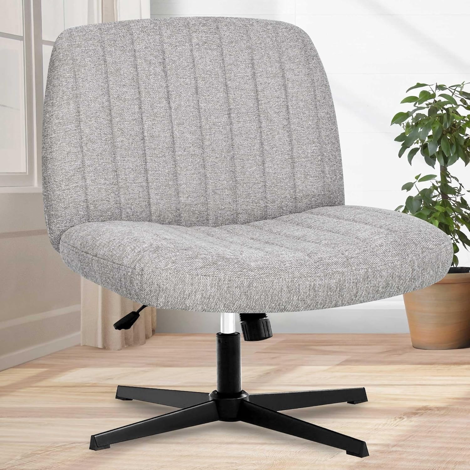 Criss Cross Legged Armless Desk Reading Chair with Wheels Swivel Modern ...