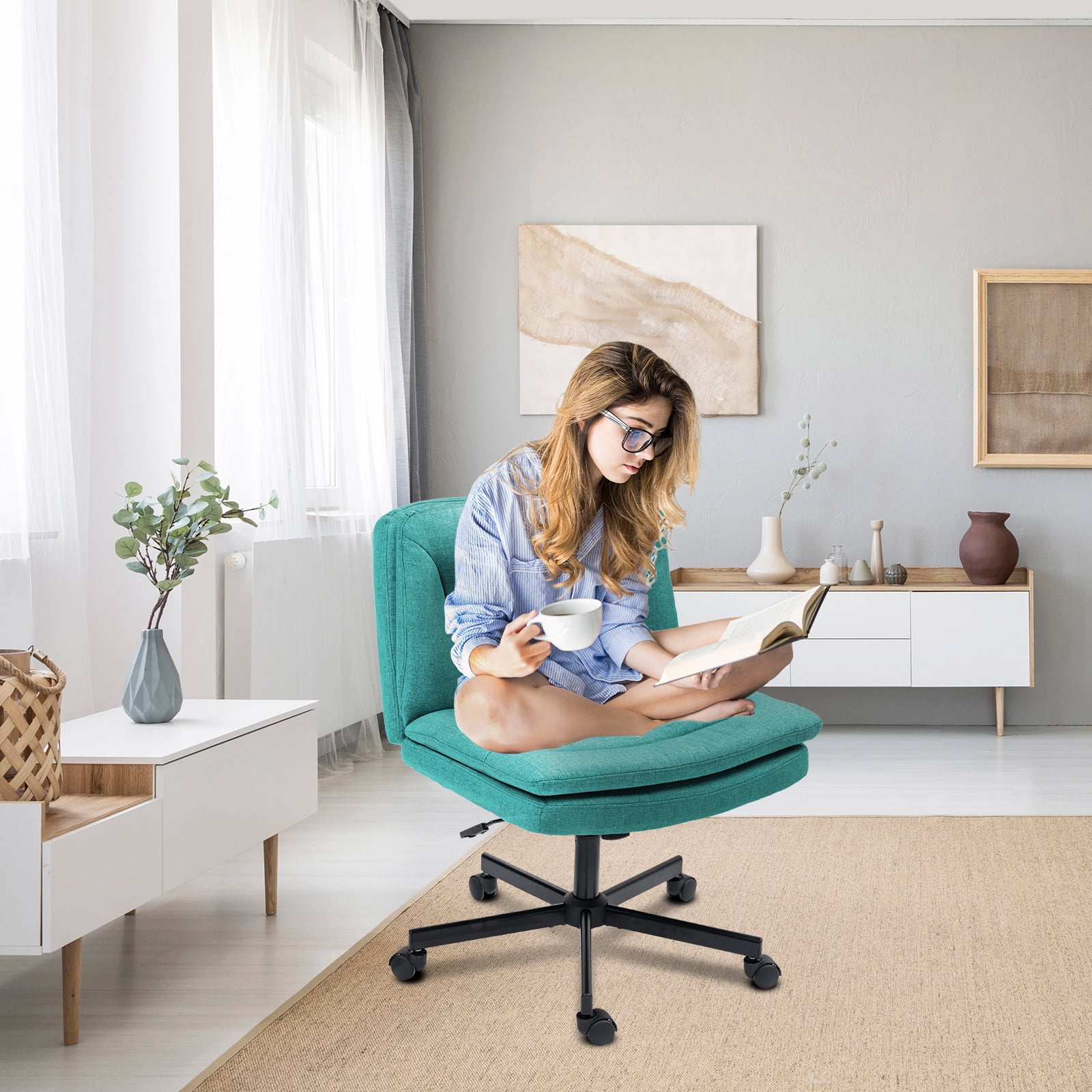 Criss Cross Legged Chair Ergonomic Home Office Desk Chair with Casters ...