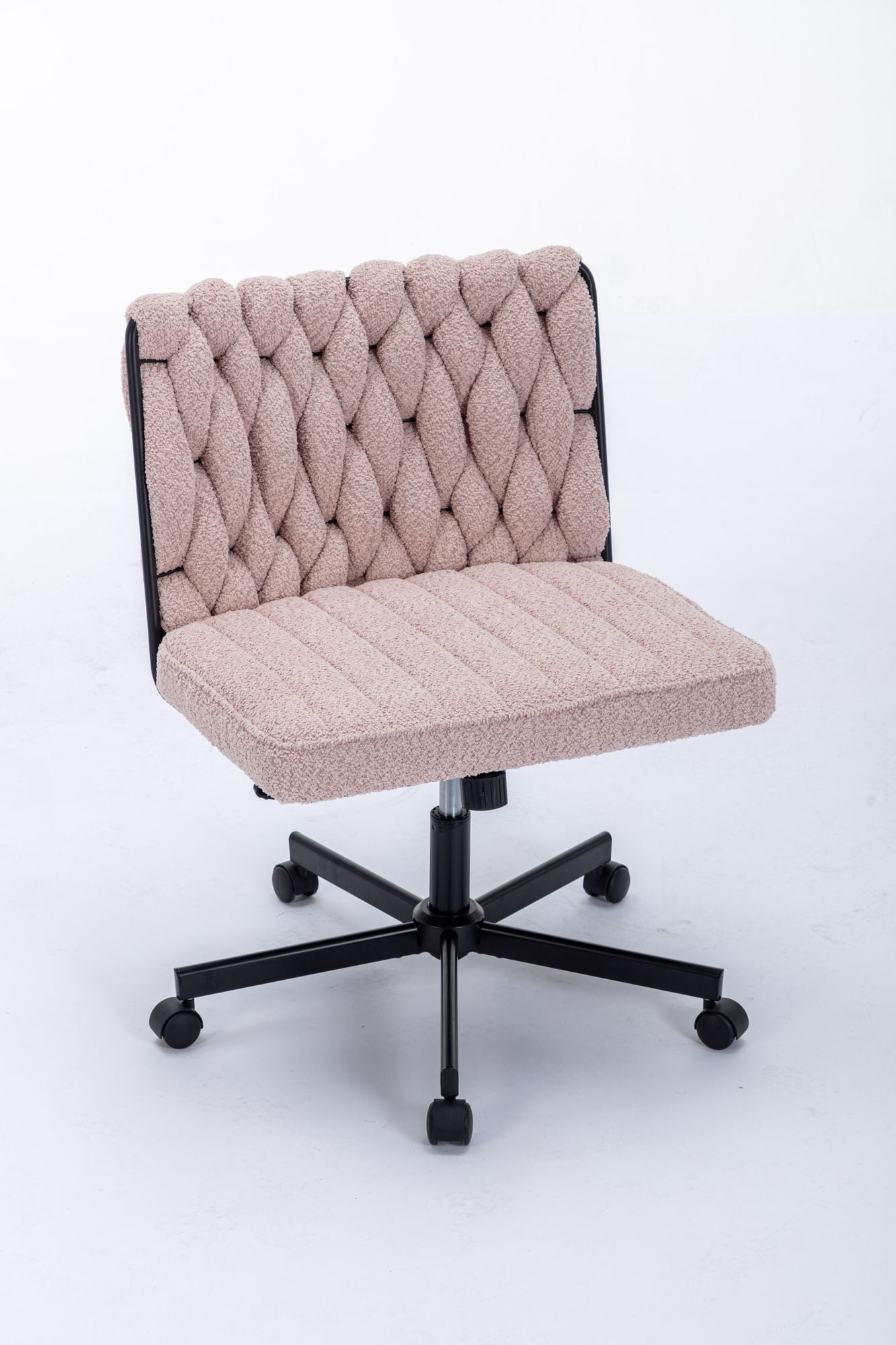 Criss Cross Legged Office Desk Chair with Wheels, Modern Armless Desk ...
