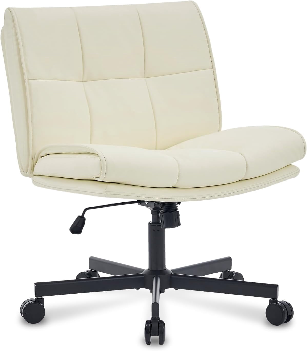 Criss Cross Legged Office Desk Chair, Wide Seat Armless Swivel Chair ...