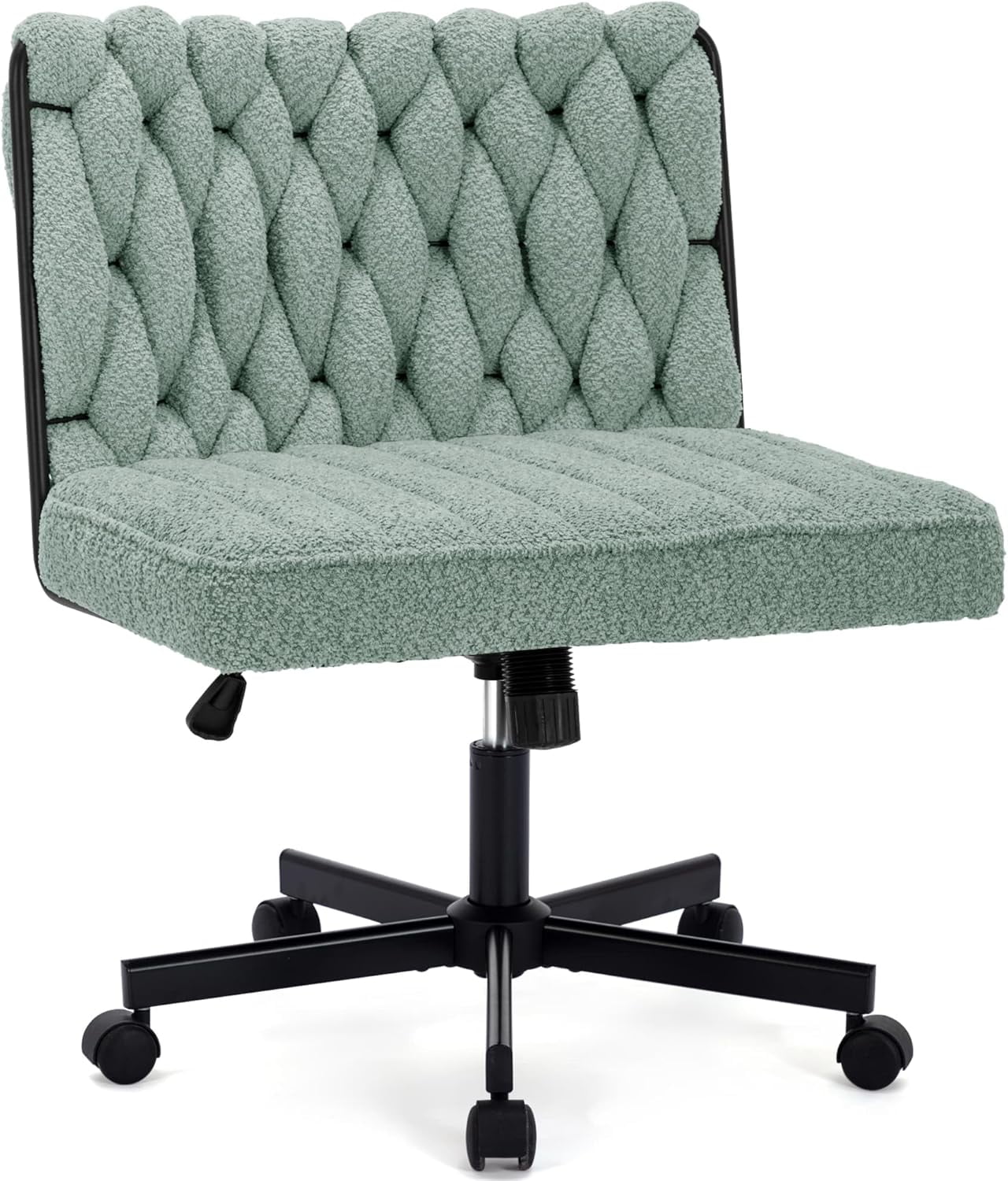 Criss Cross Legged Office Desk Chair with Wheels, Modern Armless Desk ...