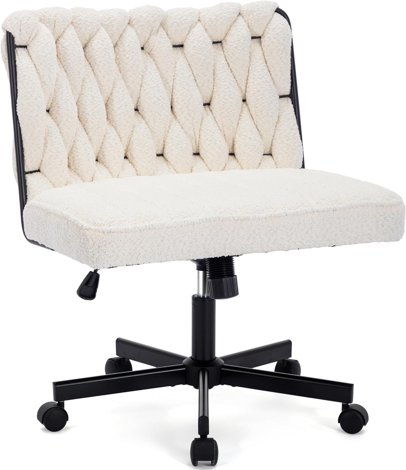 Criss Cross Legged Office Desk Chair with Wheels Modern Armless Desk ...