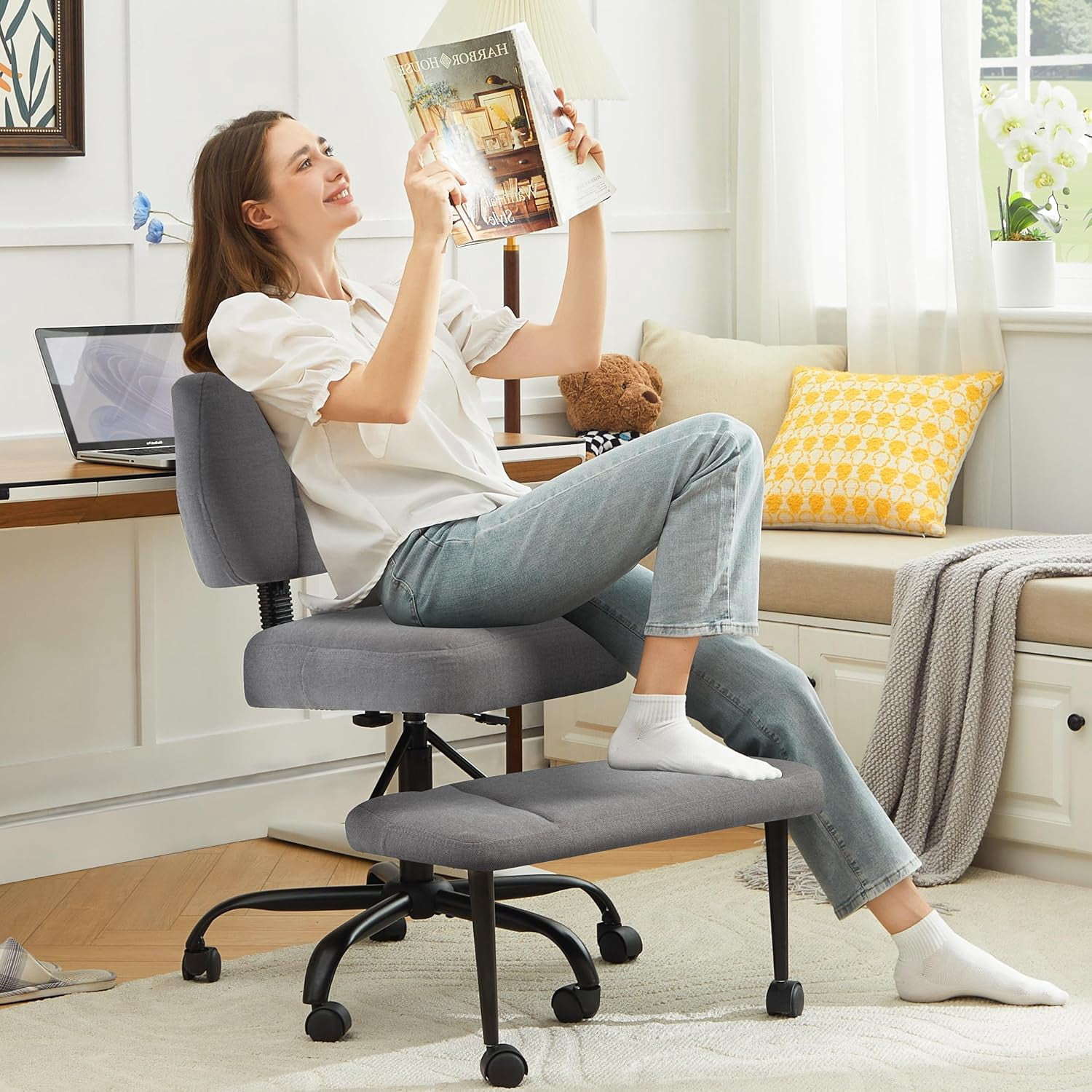 Criss Cross Office Chair with Wheels,Swivel Meditation Chair for ADHD ...