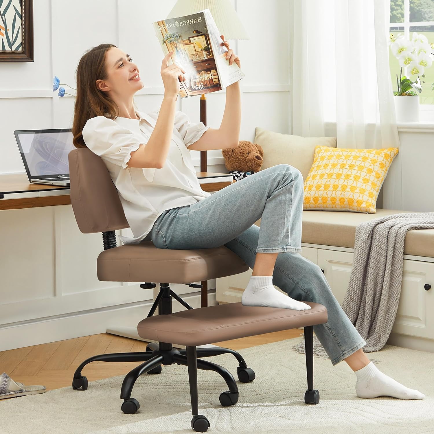 Criss Cross Office Chair with Wheels,Swivel Meditation Chair for ADHD ...