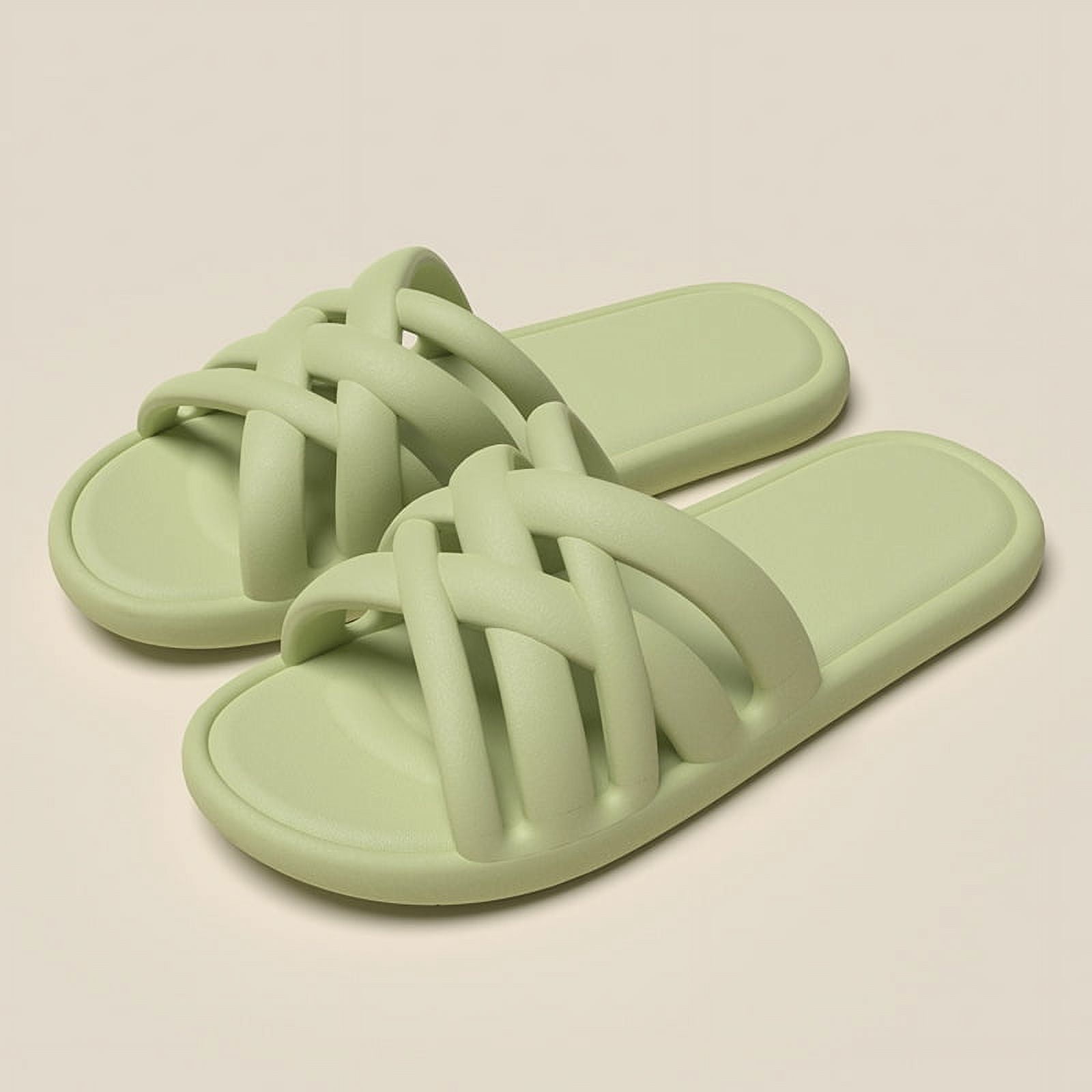 Criss Cross Slide Sandals Candy Color Rubber Flat Sole Female Beach ...