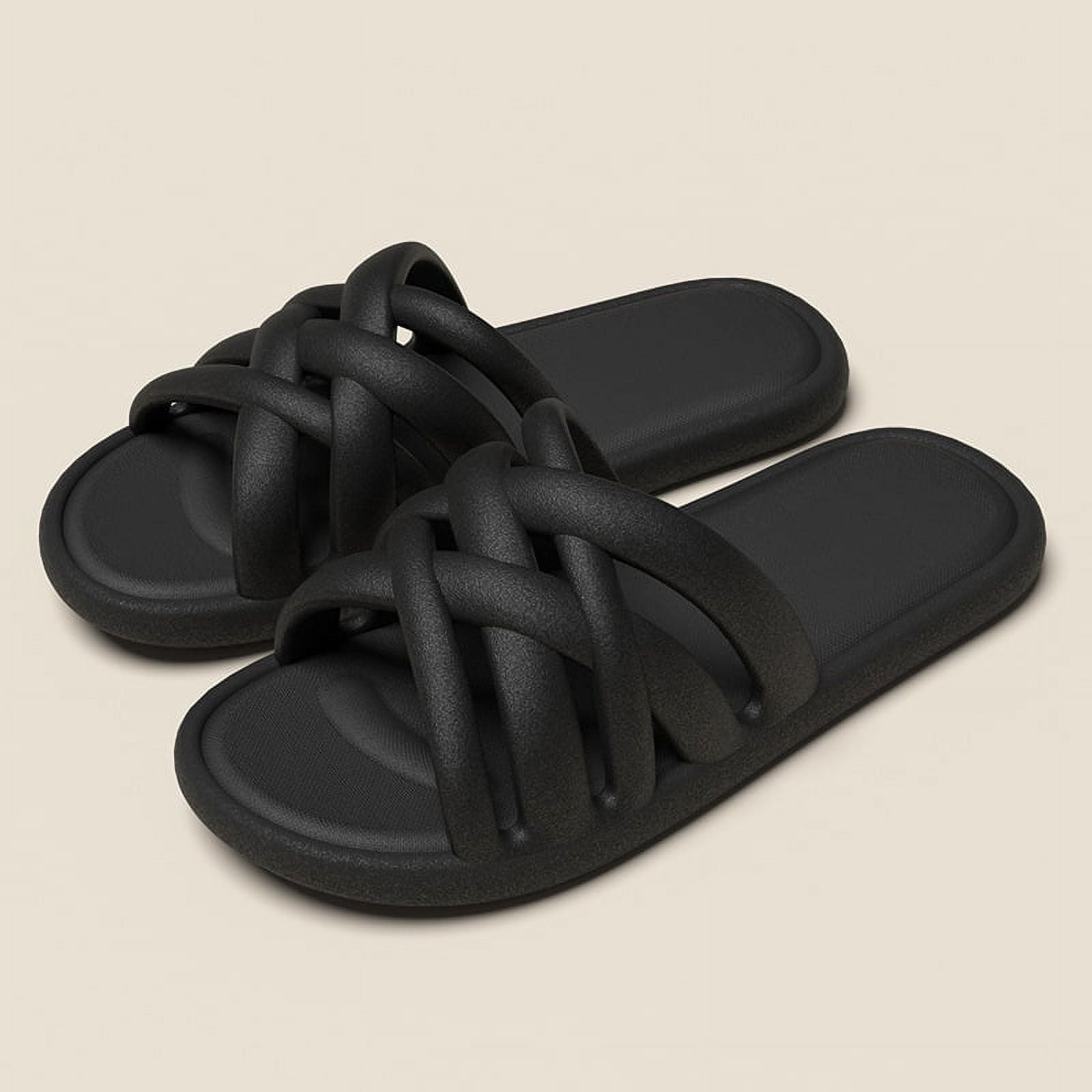 Criss Cross Slide Sandals Candy Color Rubber Flat Sole Female Beach ...