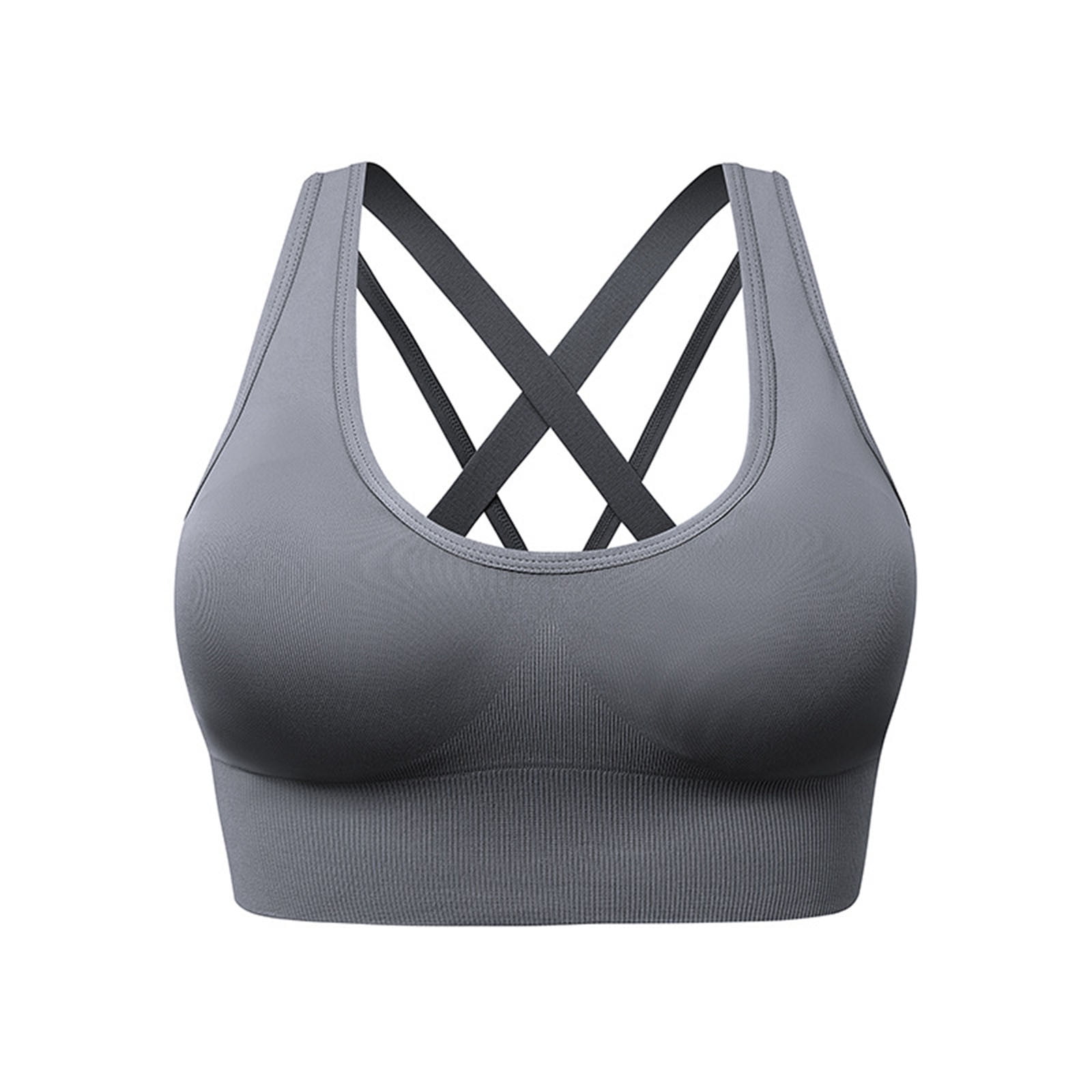 Criss Cross Sports Bra for Women Padded Workout Bralette Medium Support ...