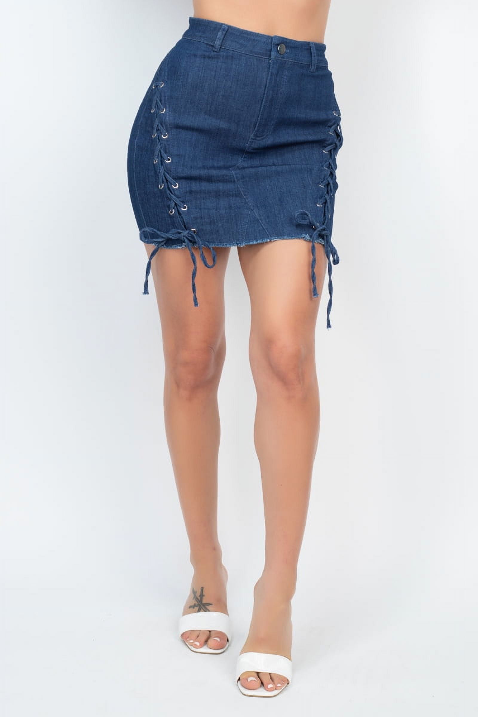 Criss-cross Distressing Hem Skirt - Walmart.com