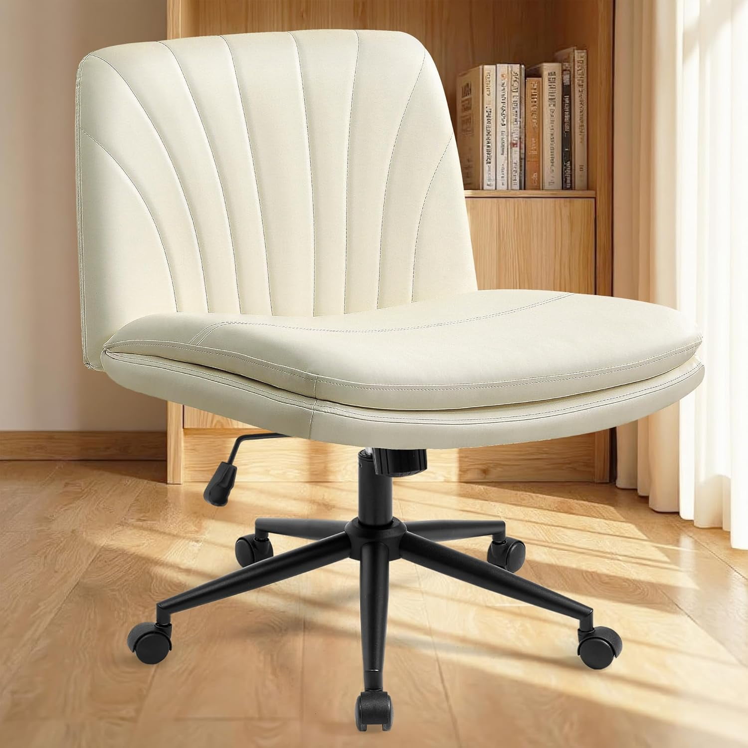 Criss with Wheels Armless Legged Office Desk Wide Comfy Vanity ...