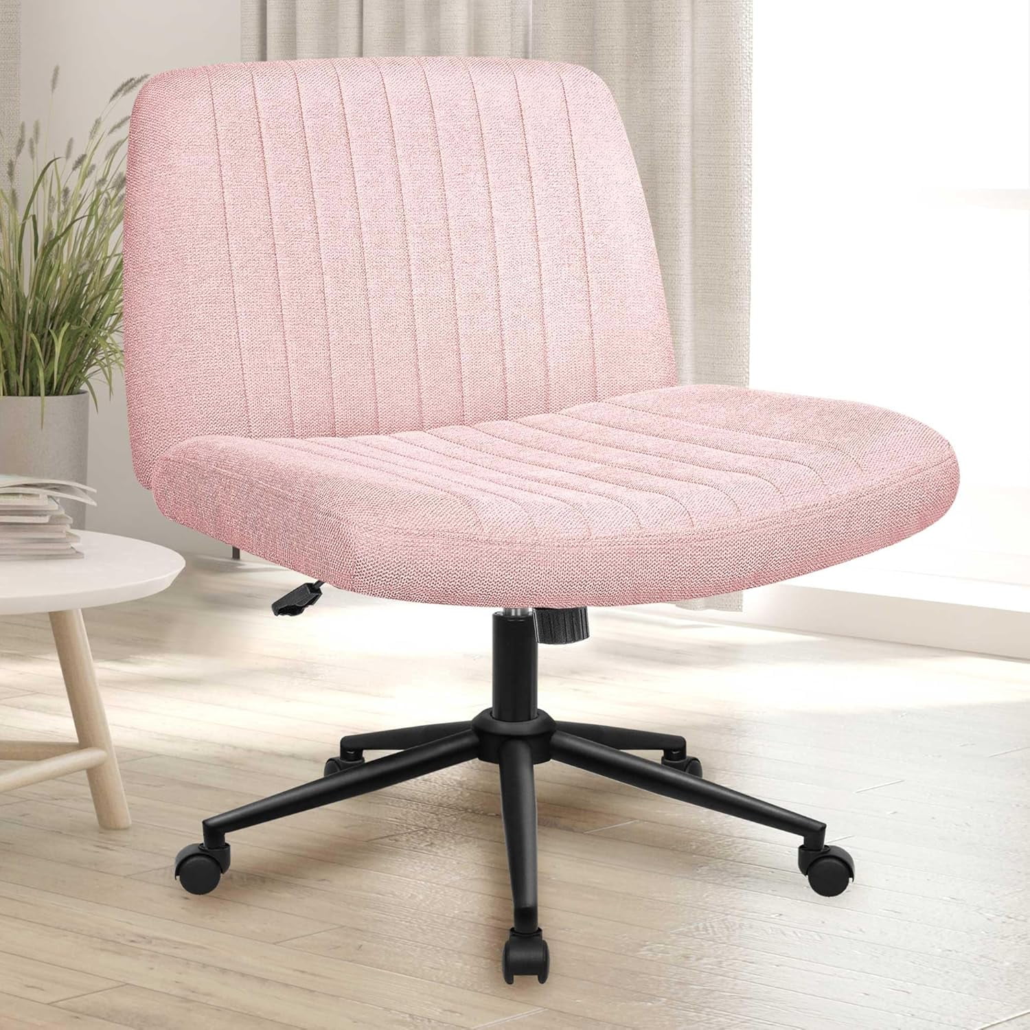 Criss with Wheels Armless Legged Office Desk Wide Comfy Vanity Makeup ...