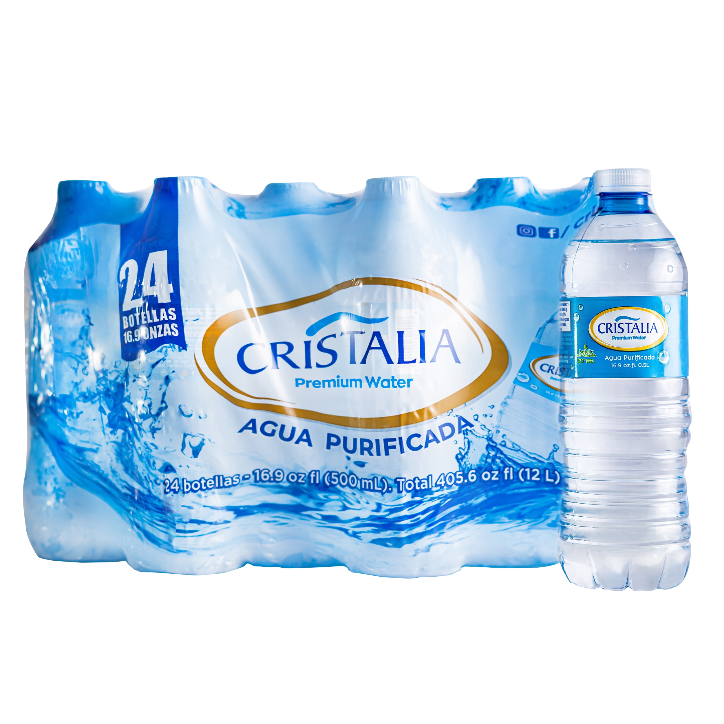 Cristalia Purified Bottled Water, 16.9 oz, 24-pack - Walmart.com