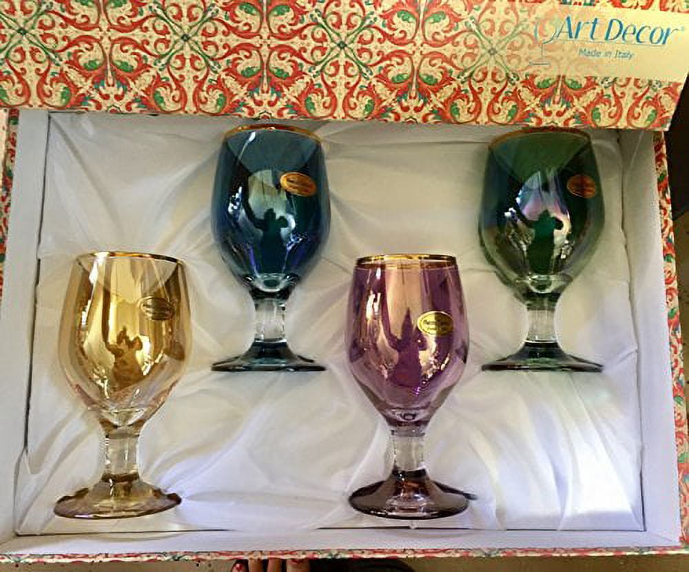 Cristalleria Fratelli Fumo Fine Italian Glasses Multi Color Stem Goblet ...