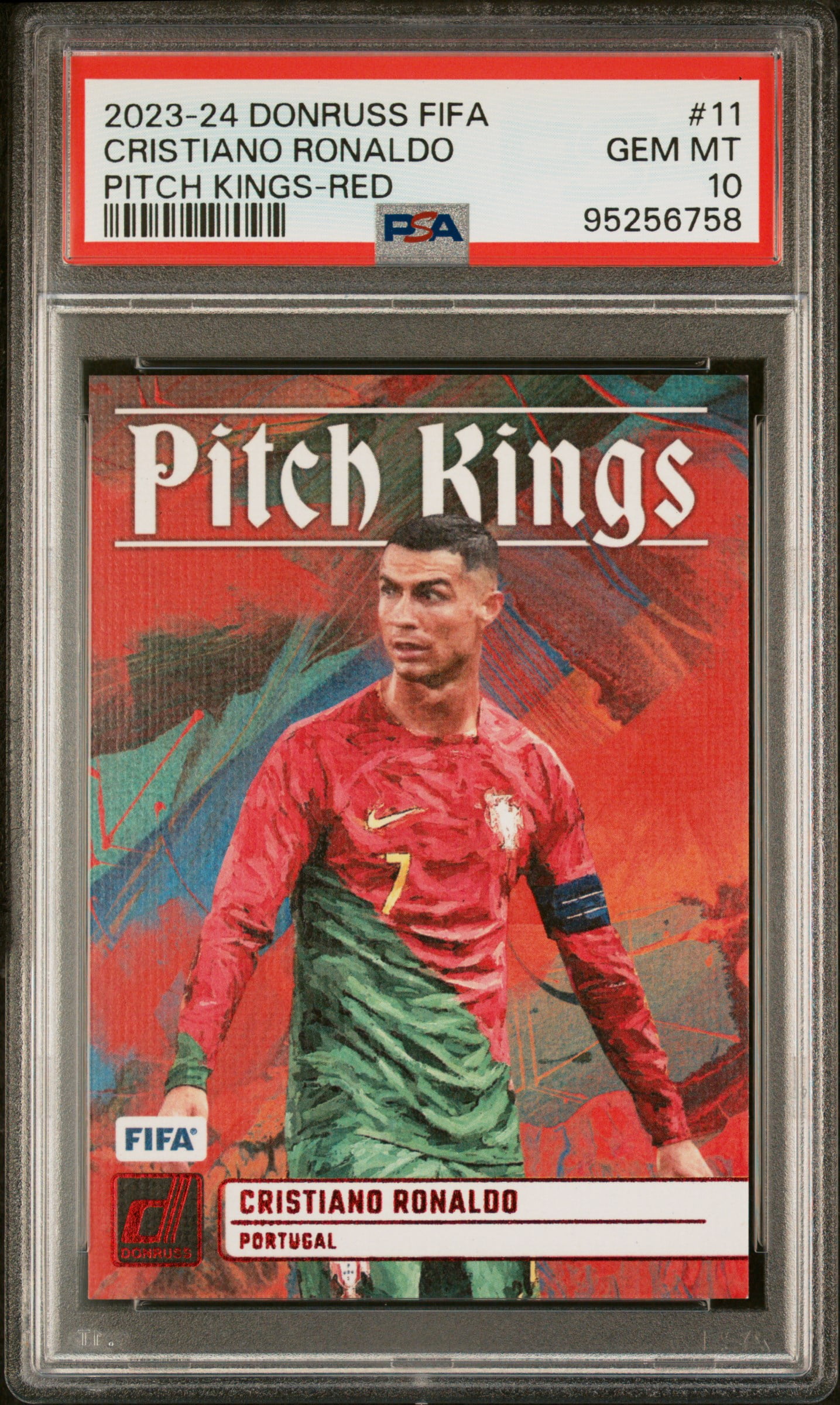 Cristiano Ronaldo 2023 Panini Donruss FIFA Pitch Kings Red Soccer Card ...