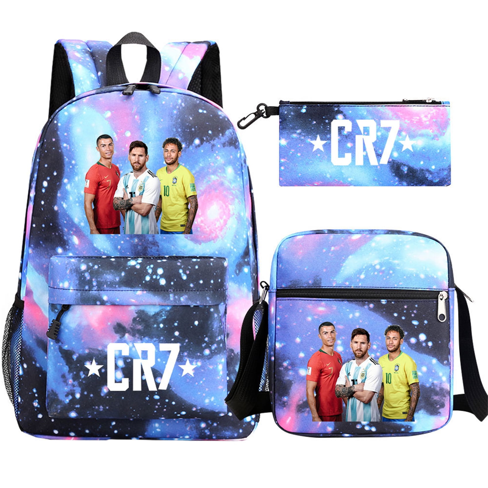Cristiano Ronaldo 3pcs Backpack Set-Student Schoolbag with Shoulder Bag ...