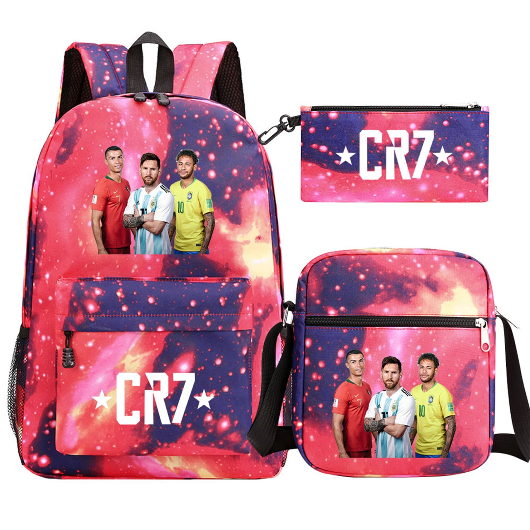 Cristiano Ronaldo 3pcs Backpack Set-Student Schoolbag with Shoulder Bag ...