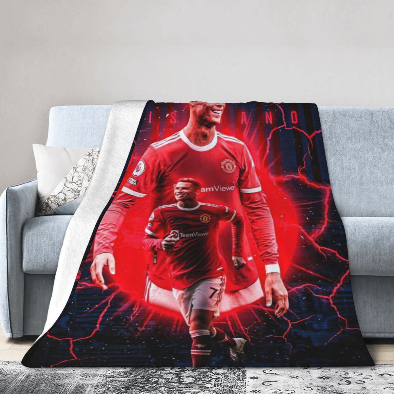 Cristiano_Ronaldo_7_ Fleece Blanket Throw Blankets Bedding Super Soft Cozy Warm Travel Camping ...