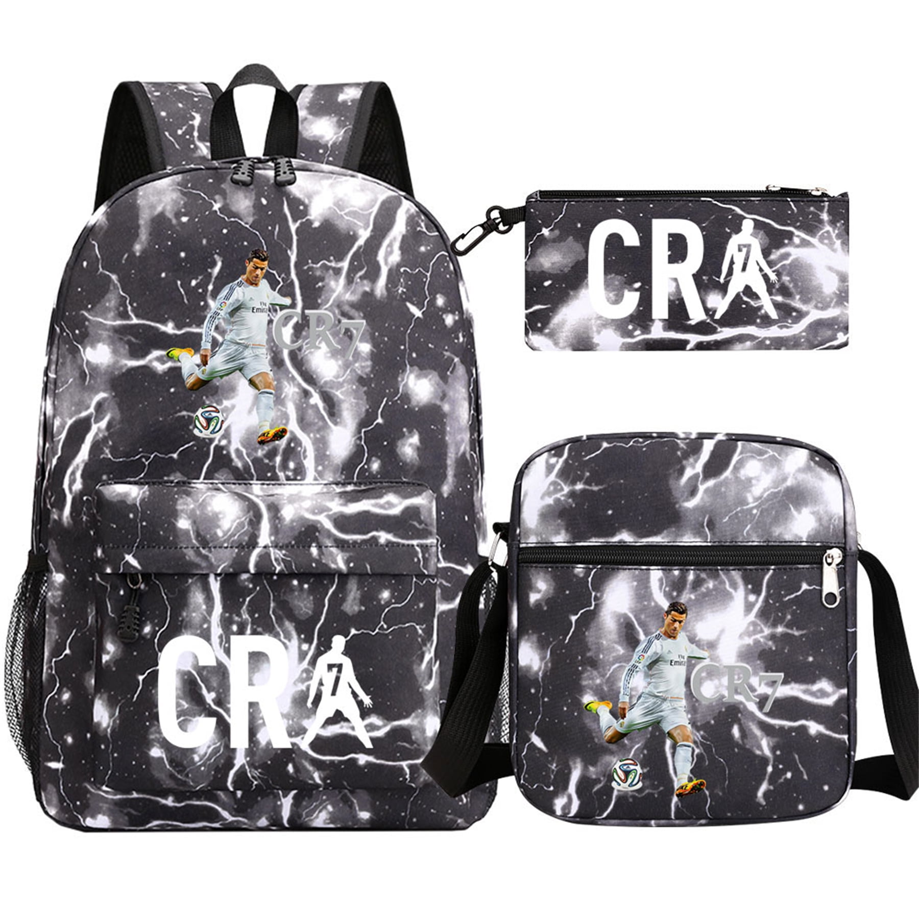 Cristiano Ronaldo Backpack 3pcs Set Football Star CR7 Bookbag with ...