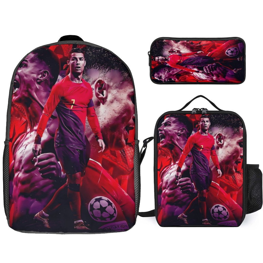 Cristiano Ronaldo Backpack Set with Lunch Box Pencil Case Combination ...