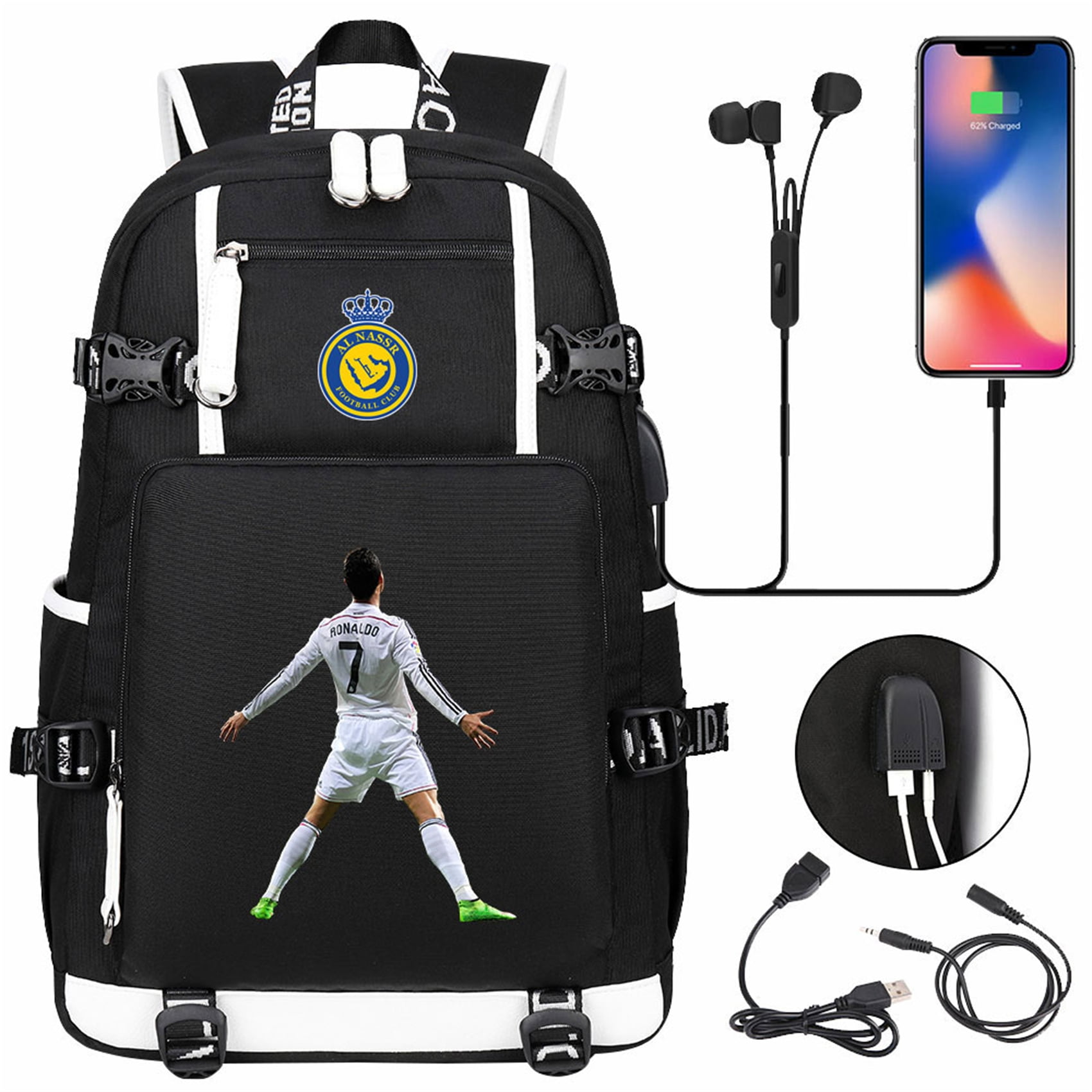 Cristiano Ronaldo Backpack Soccer Star CR7 Daypack Student School ...
