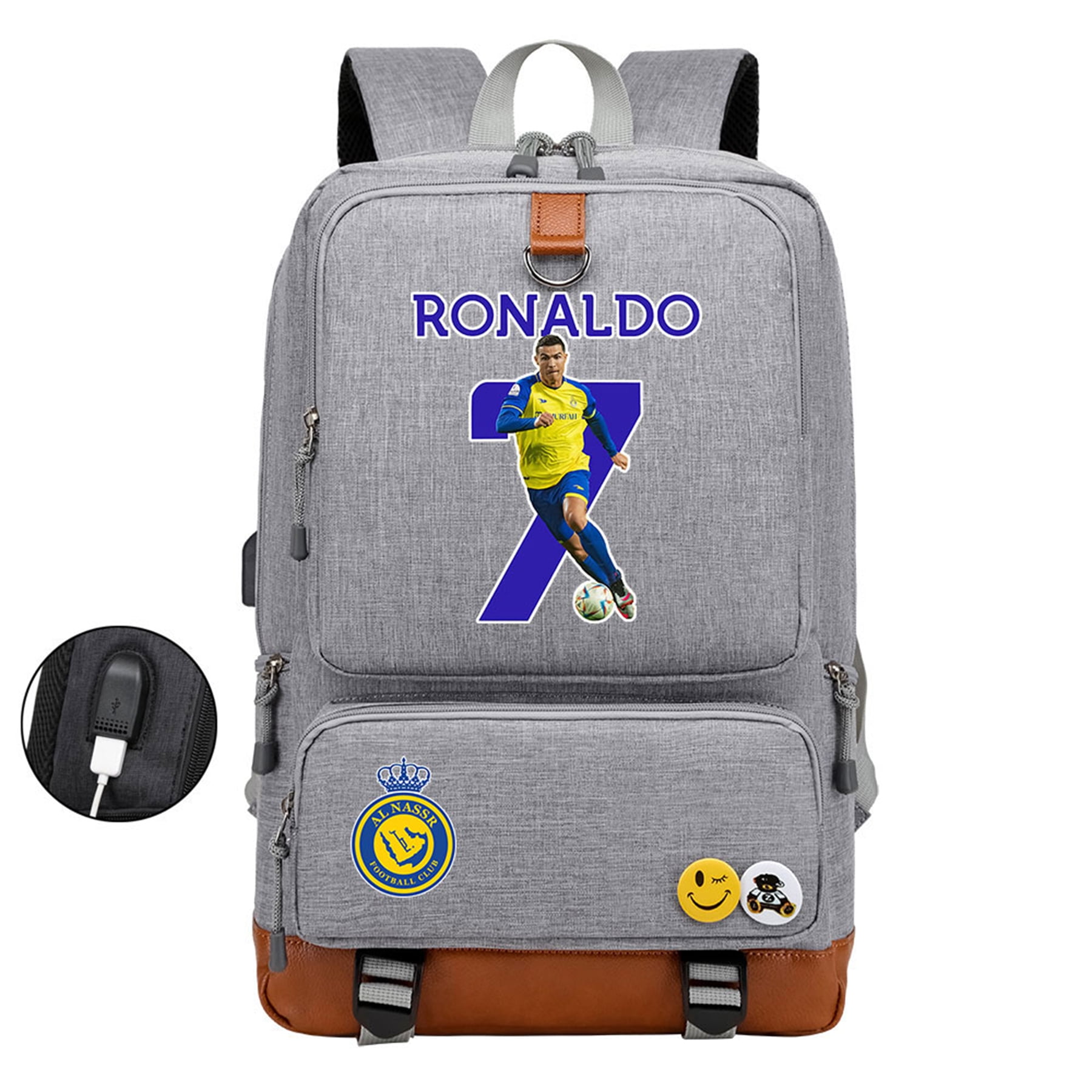 Cristiano Ronaldo Backpack with USB Charge Port Student Back to School ...