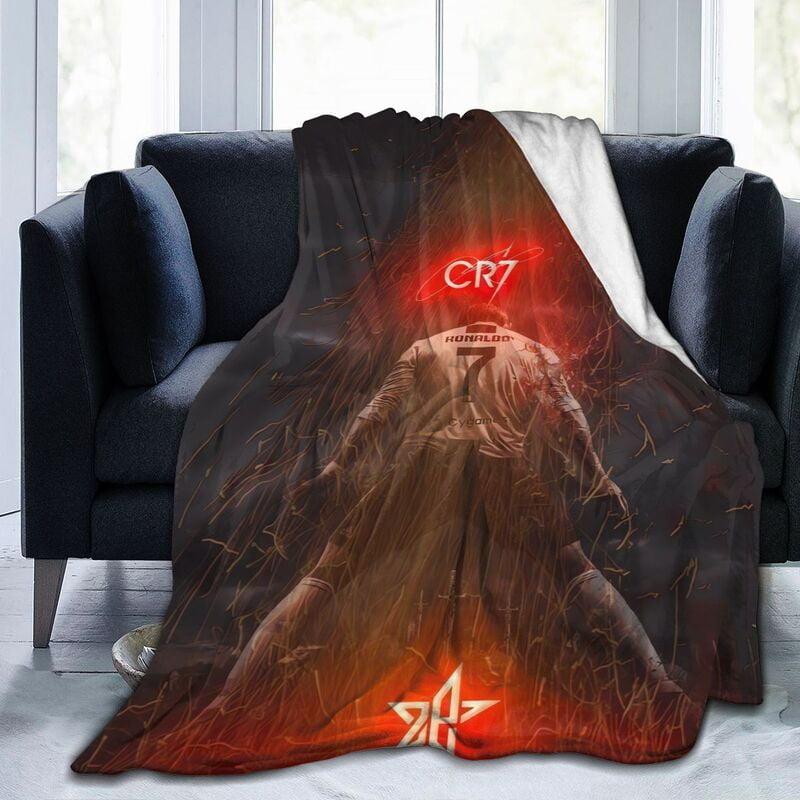 Cristiano Ronaldo Blanket Soccer Ball Sports Throw Blanket for Boy & Teens,Soft Warm Flannel ...