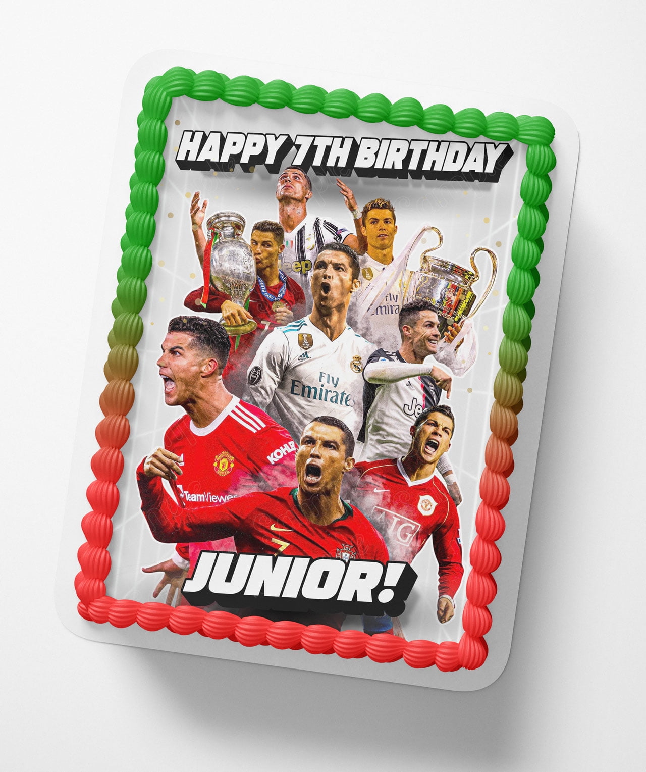 Cristiano Ronaldo CR7 Clubs Jersey Edible Icing Cake Wrap Cake Image ...