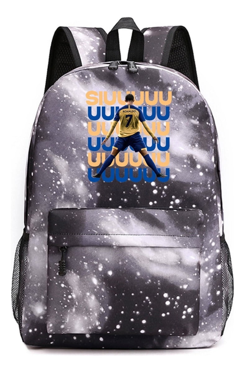 Cristiano Ronaldo CR7 Soccer Theme football Star Gray Galaxy Backpack ...