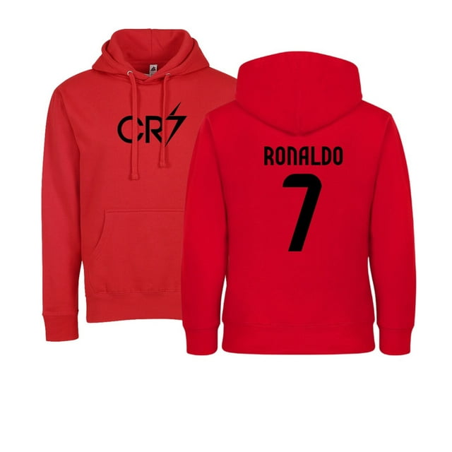 Cristiano Ronaldo CR7 Unisex Hoodie for Adults - With Front and Back Design - Red/Black - Large ...