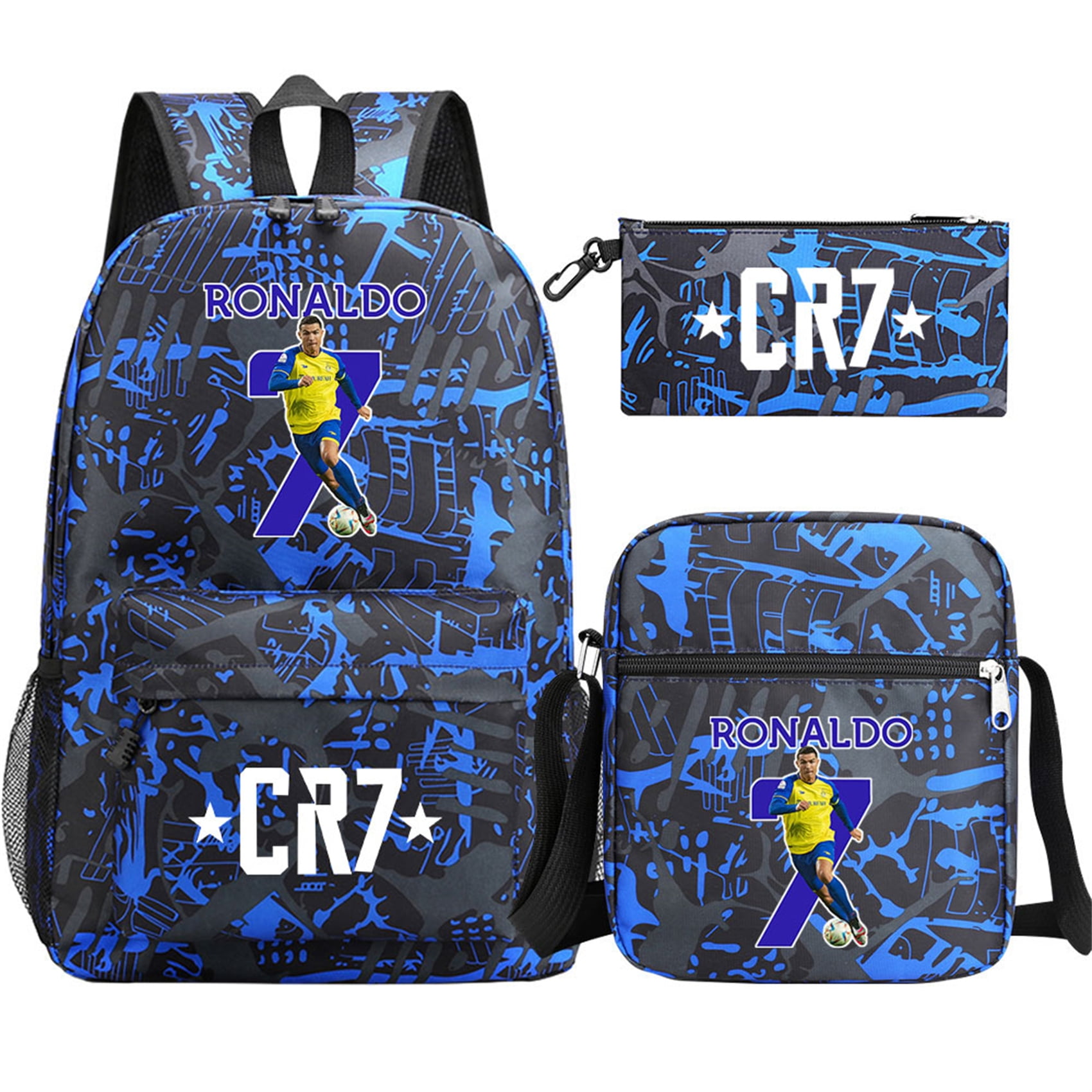 Cristiano Ronaldo Canvas Backpack+Shoulder Bag+Small Case,Student 3 in ...