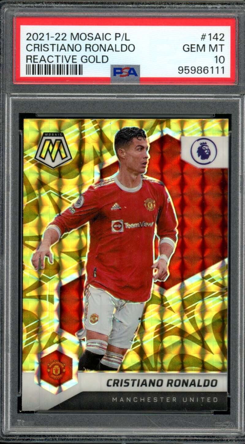 Cristiano Ronaldo Card 2021-22 Mosaic Reactive Gold #142 PSA 10 ...