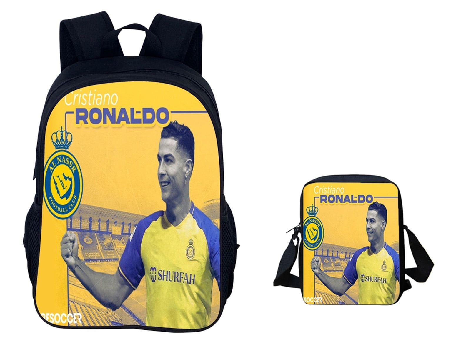 Cristiano Ronaldo Classic Backpack with Canvas Shoulder Bag 2Pcs Set ...