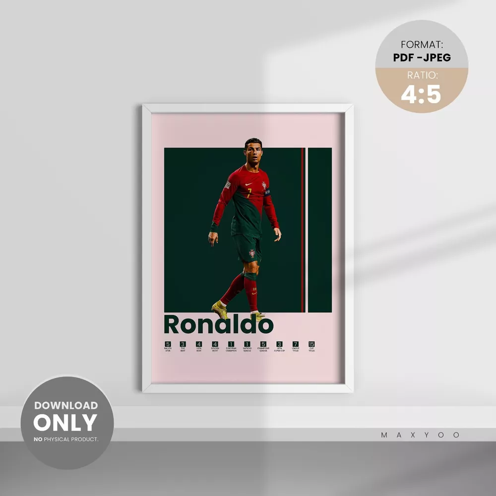 Cristiano Ronaldo Digital Wall Art | CR7 Football Poster - Walmart.com
