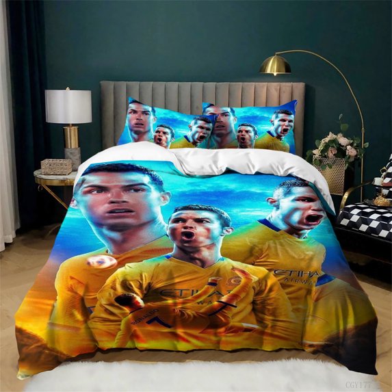 Cristiano Ronaldo Duvet Cover Set 3 Piece Lightweight Bedding Set for ...