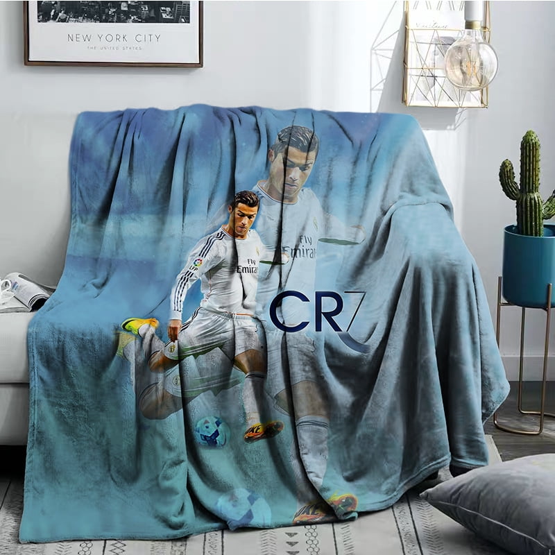 Cristiano Ronaldo Flannel Blanket-Ultra Soft Bed Throw Blanket Football Star Decorative Blanket ...