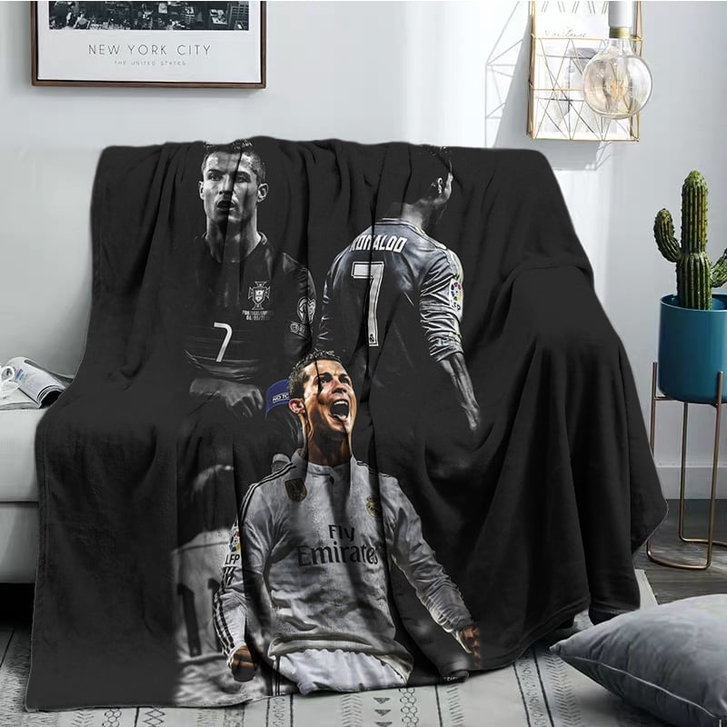 Cristiano Ronaldo Flannel Blanket-Ultra Soft Bed Throw Blanket Football Star Decorative Blanket ...