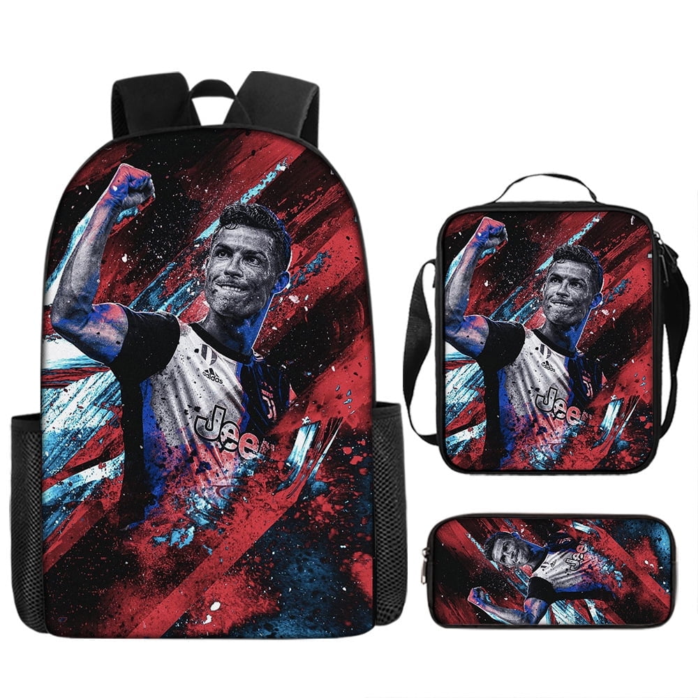 Cristiano Ronaldo Football Star Backpack 3 Piece Set Multifunctional ...