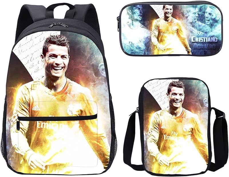 Cristiano Ronaldo Football Star Backpack 3 Piece Set Multifunctional ...