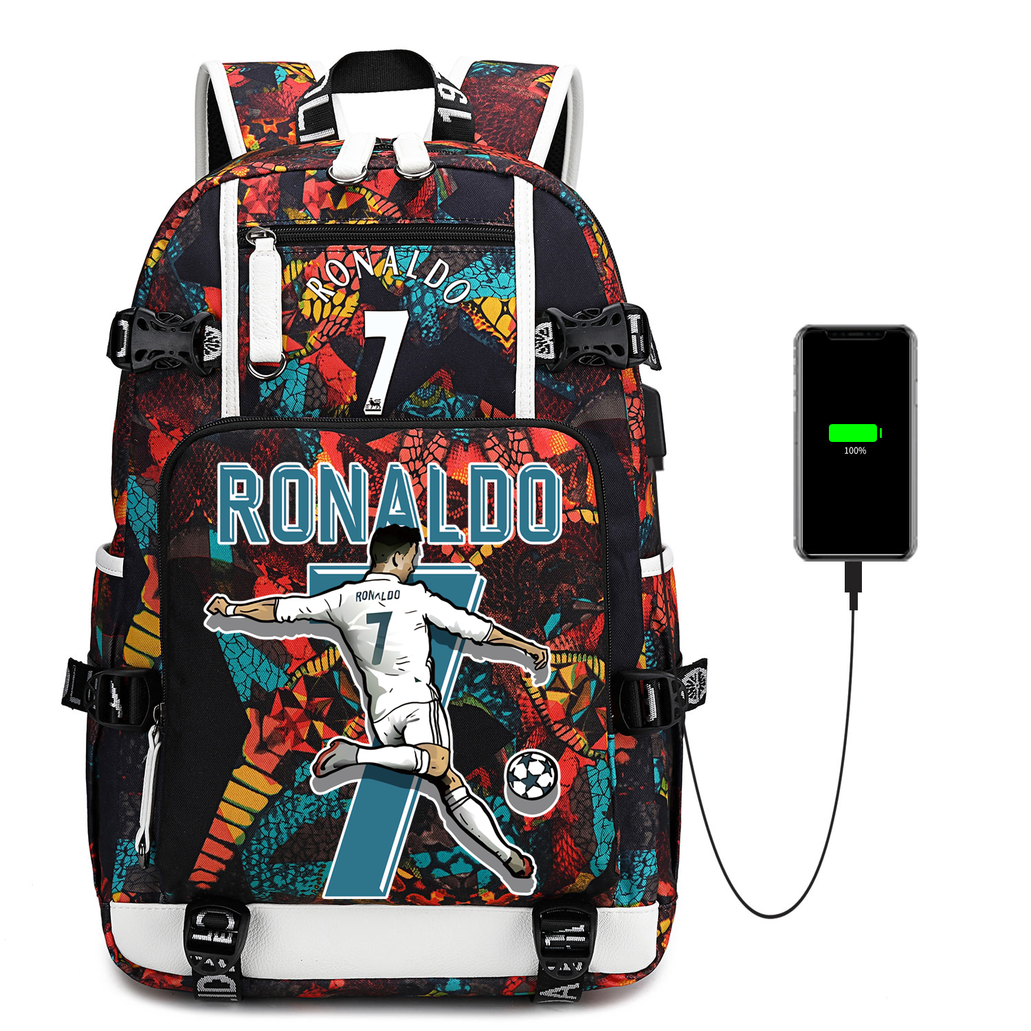 Cristiano Ronaldo Graphic Bag Waterproof USB Charging Laptop Fit for ...