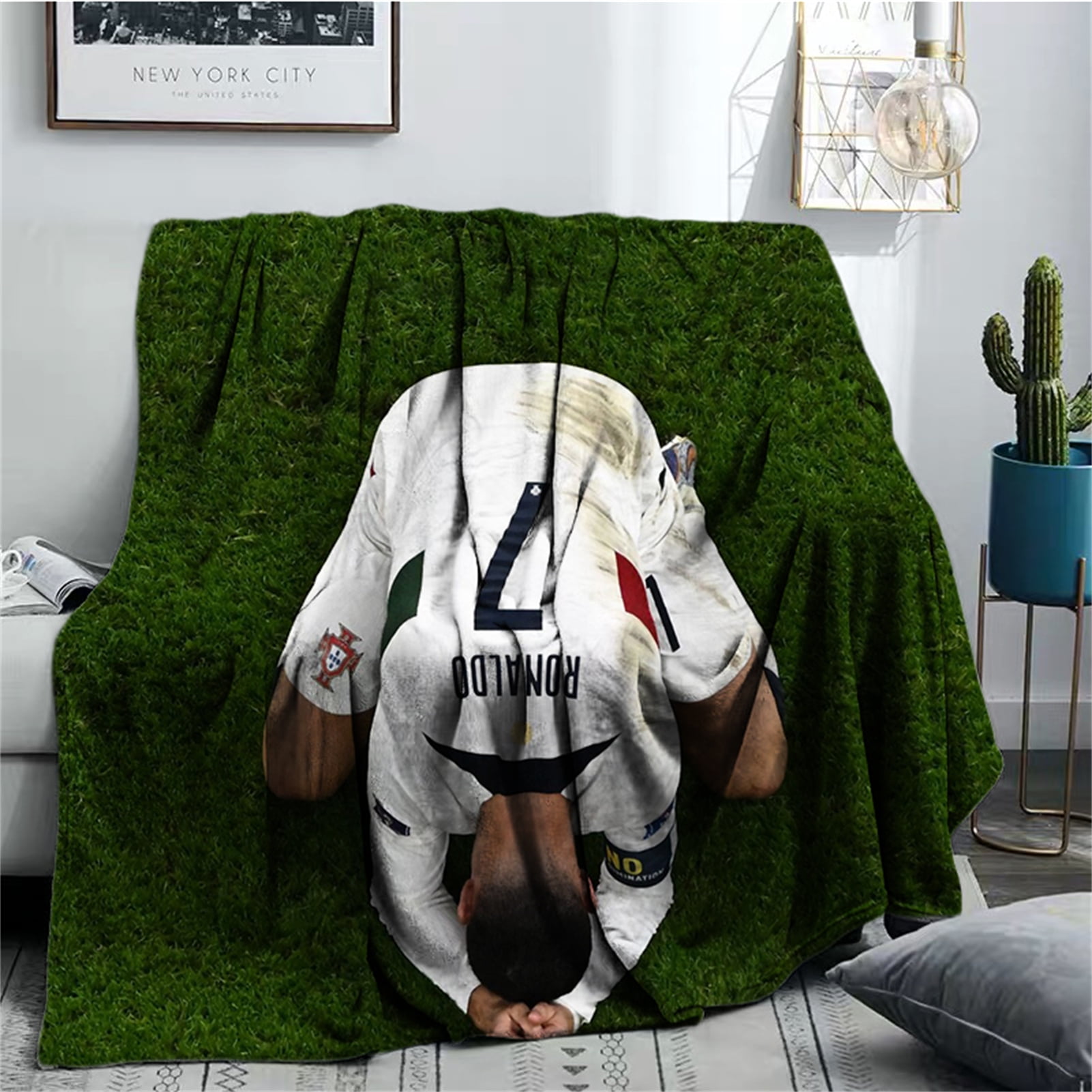 Cristiano Ronaldo Home Decoration Flannel Blanket,Fluffy Bed Throw Blanket CR7 Soft Blanket for ...